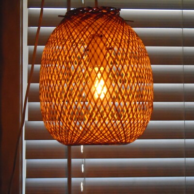 Minimalist Bamboo Lampshade, Extra Small Bamboo Lampshade Pendant Light ...