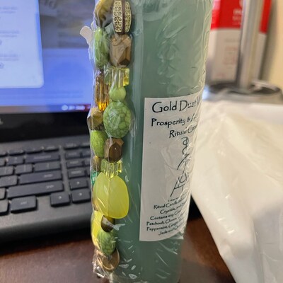 Money Drawing Candle... Crystal Infused Candle. Money Spell Candle ...