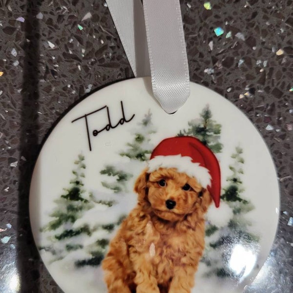 Personalised Cockapoo Christmas Ornament - Custom Dog Bauble With Name ...