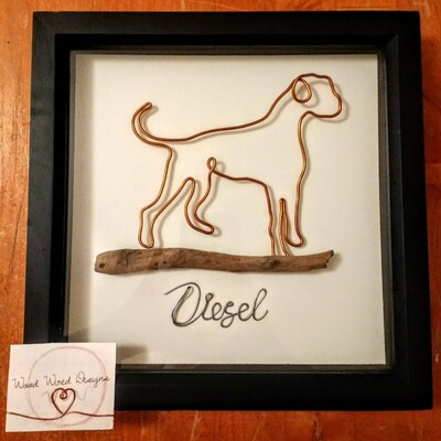 Handmade Wire Boxer on Driftwood Box Framed Home Decor Dog - Etsy UK