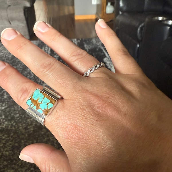 Beth Dutton Inspired Turquoise and Sterling Silver Large Statement Ring ...