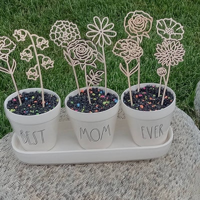 Wooden Birth Flowers Single Stem Wood Flowers Birth Flower Bouquets - Etsy