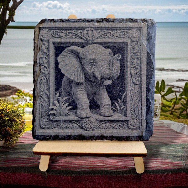 Elephant 3D Illusion PNG Laser File, Elephant 3D PNG, Elephant Slate ...