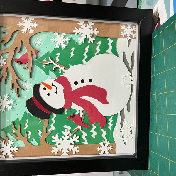Snowman and Cardinals Shadow Box SVG/ Christmas Home Decor/ Winter ...