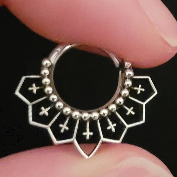 Gothic Cross Lace Septum, Religious Jewelry, Goth, Wicca Nose Ring ...