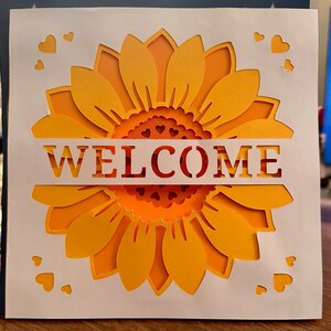3D Sunflower Welcome Shadow Box, Floral Svg, 3D Mandala, Welcome Sign ...
