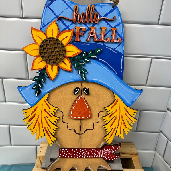Hello Fall Scarecrow Door Hanger | Thanksgiving | Door Hanger | SVG ...