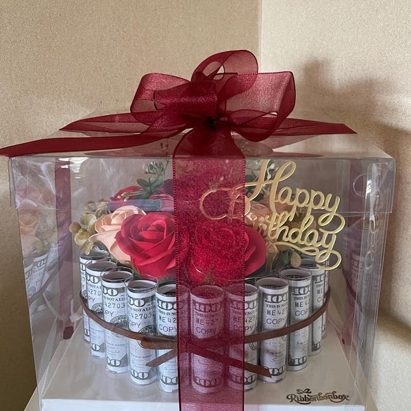 Ribbonbonbox Money Pull Out Flower Gift Box – Luxury Flower Box With ...