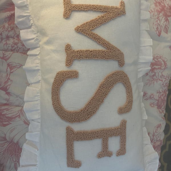 Monogrammed Custom Name Punch Needle Pillow, Personalized Pillow, Baby ...