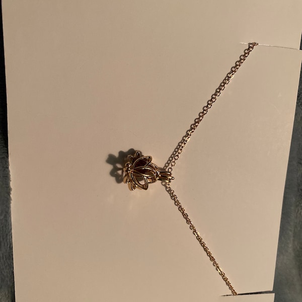 Lotus Locket Necklace/lotus Natural Stone Bead Holder Necklace ...