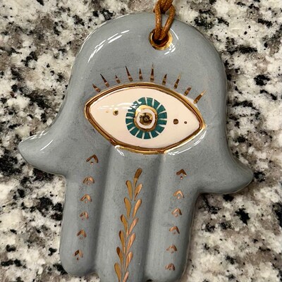 Handmade Ceramic HAMSA Hand of Fatima WHITE - Etsy