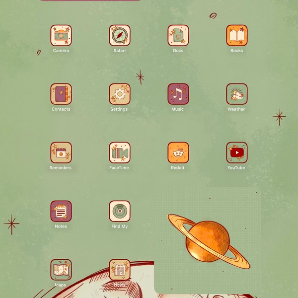 Celestial Sunset IOS App Icons | Space Theme App Covers | IOS 16, 17 ...