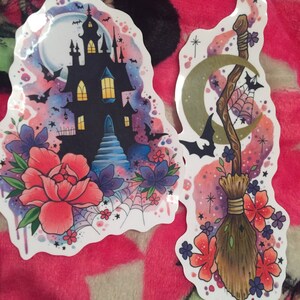 Haunted House Vinyl Sticker Halloween Sticker Tattoo Print - Etsy