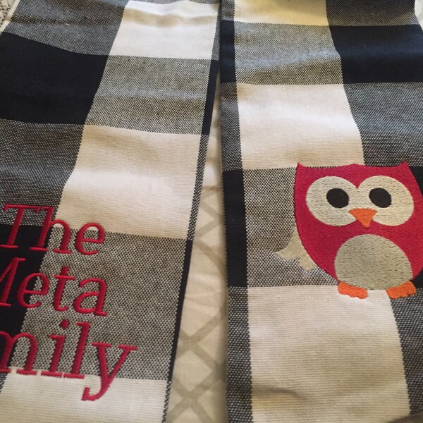 Black Buffalo Plaid Check Classic Embroidered Wreath Sash Personalized Monogrammed Cotton ...