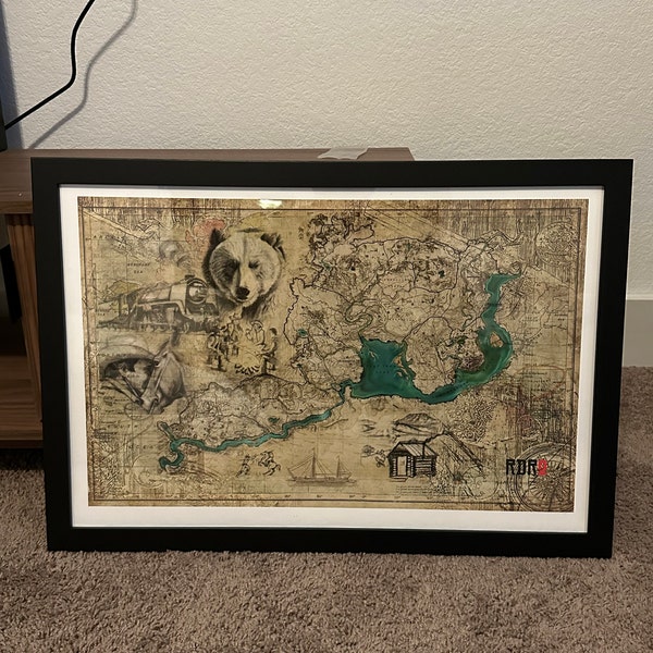 Full RDR2 Map Collectable Guide Hidden Location Print Video Game Wall ...