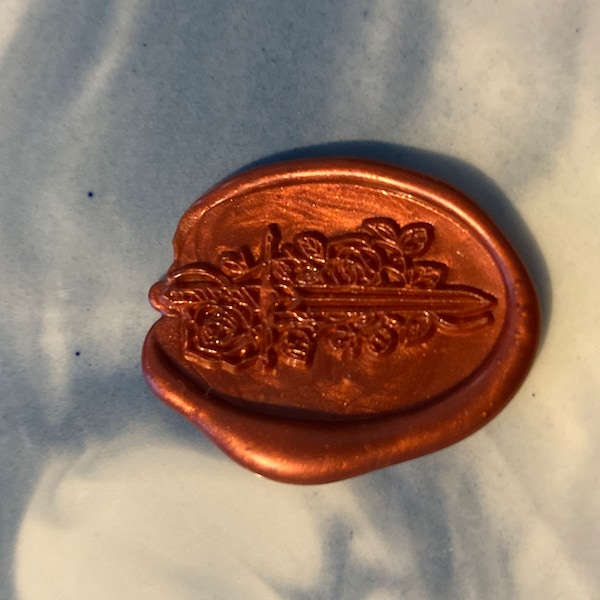 Rose and Sword Wax Seal Stamp, Rose Oval Wax Seal Stamp Kit Wax Seal ...