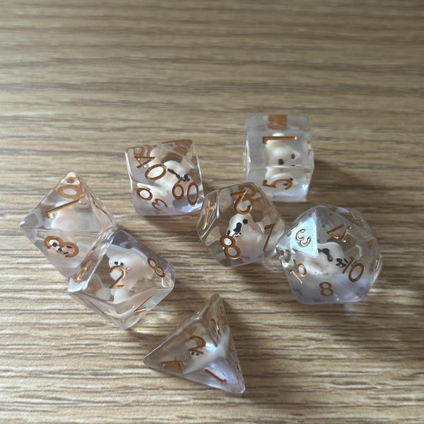 Yellow Stegosaurus Dnd Dice Set - 7 Piece D&D Resin Polyhedral Dice ...