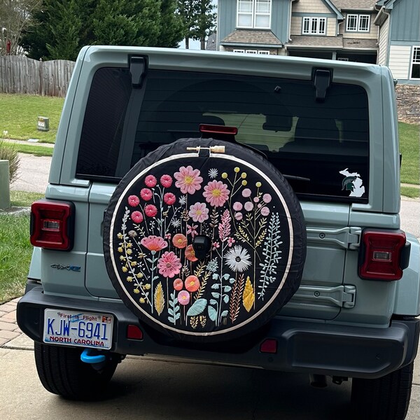 Highland Cow With Purple Flowers Scottish Farm Spare Tire