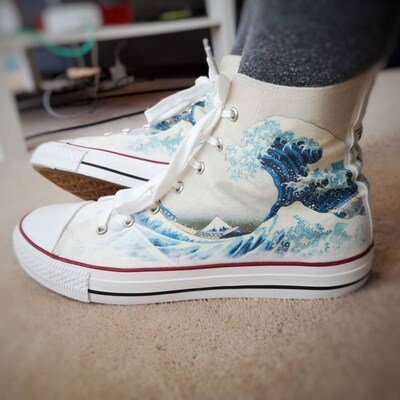 Great Wave off Kanagawa Painting, Custom Made Shoes - Etsy