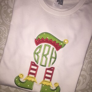 Elf Monogram Frame, Applique Design, Machine Embroidery, Christmas ...