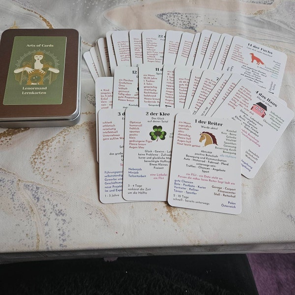 Lenormand Learning Card Set for Beginners and Advanced 9x4 Easy to ...