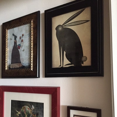 The BLACK RABBIT Graphic Art Illustration Giclee Print Signed - Etsy