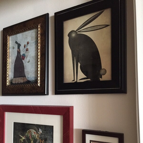 The BLACK RABBIT Graphic Art Illustration Giclee Print Signed - Etsy UK