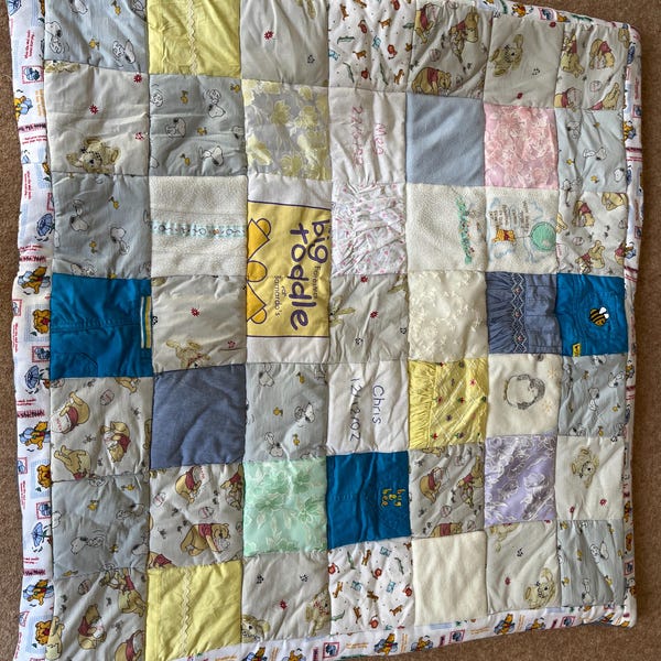 Bespoke Memory Blanket – Handmade Patchwork Quilt From Baby Clothes – Custom Keepsake Gift ...