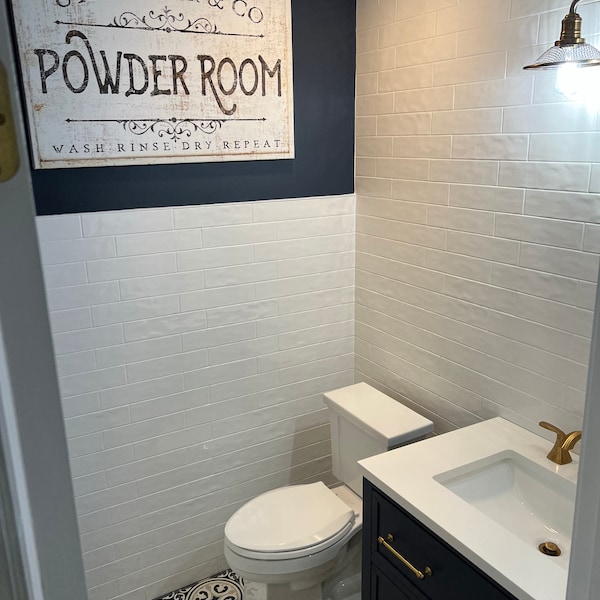 PERSONALIZED Custom Powder Room Sign Bathroom Family Name and Co Sign ...