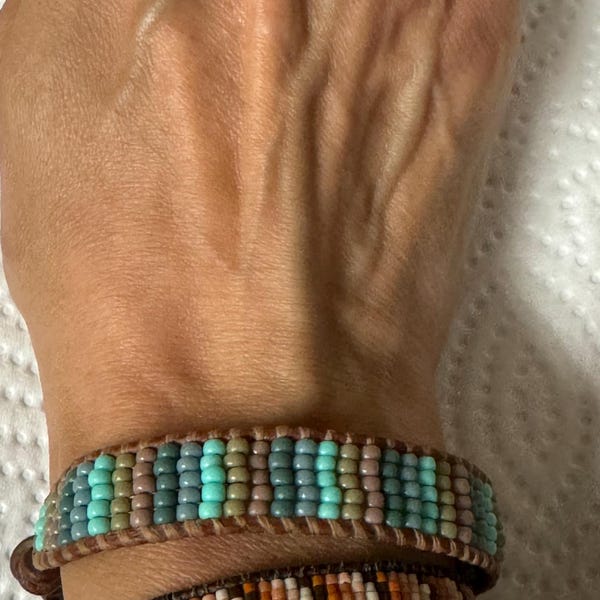Bead Loom Leather Wrap Bracelet Echo Quetzal Tandem Tribal Boho ...