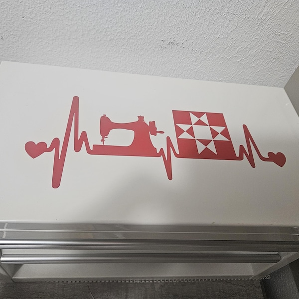 Sewing Machine Quilting Block Heartbeat Decal Sticker for Car Window ...