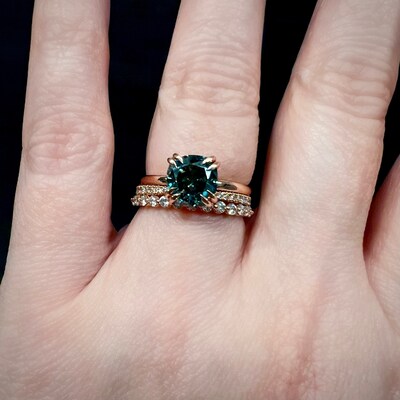 Colored Moissanite Ring / 1.80 CT Aqua Green Cushion Moissanite ...