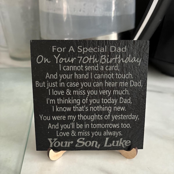 Personalised Father's Day Memorial Plaque Dad Birthday Slate Grave ...