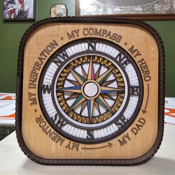 Compass Shelf Sitter Laser SVG - Father's Day File for Lasers - Etsy