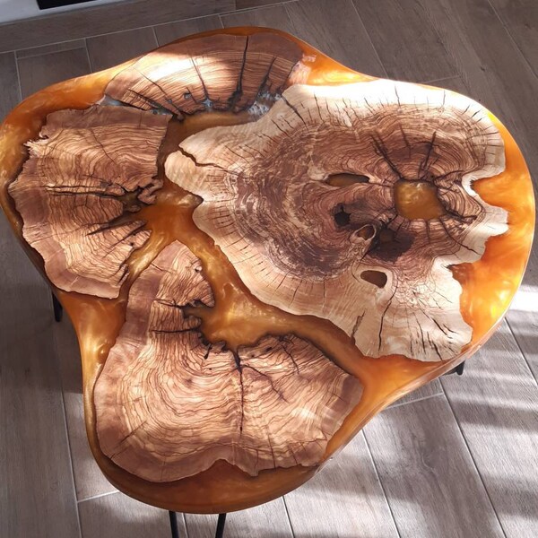 Unique Walnut Epoxy Coffee Table, Side Table,ready TO Shipping,round ...