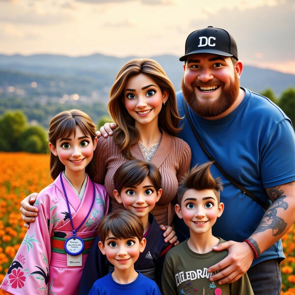 Custom Pixar-style Character, Personalised Family Portrait, Customized ...