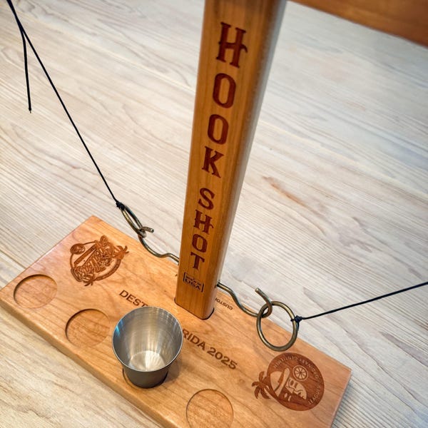 Personalized Ring & Hook Game, Solid Cherry or Walnut Ring Toss Game ...