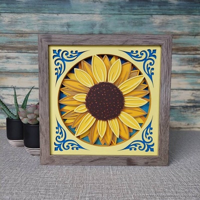Sunflower Shadow Box SVG Layered Sunflower Cut File - Etsy