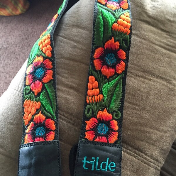 Leather Camera Strap With Traditional Guatemalan Embroidery, Gift ...