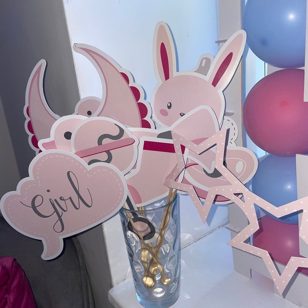 Pastel Pink Baby Shower Photo Booth Props, Oh Baby Theme (13 Piece Kit ...