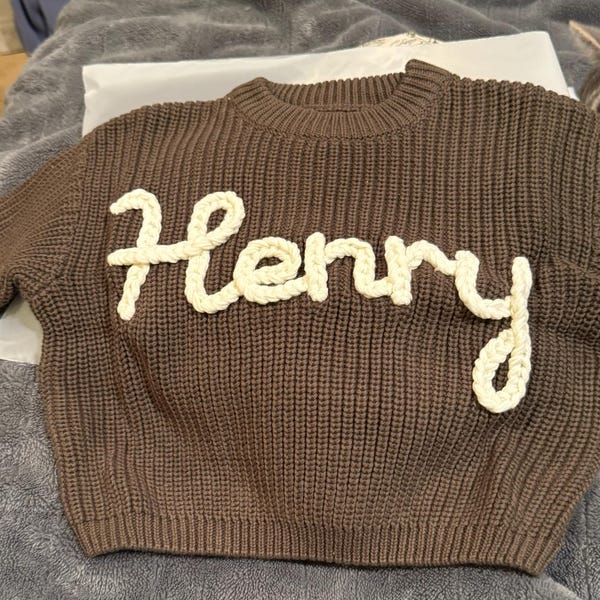 Personalized Hand Embroidered Name Baby Sweater, Monogrammed Kids ...