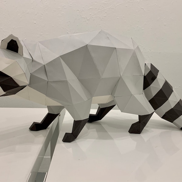 Racoon Paper Craft, Digital Template, Origami, PDF Download DIY, Low ...