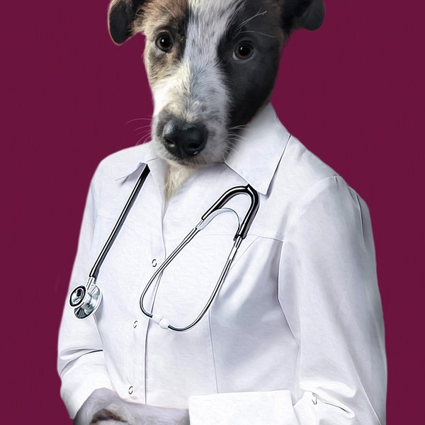 Custom Female Pet Doctor Portrait - Doctor Pet Portrait - Cat Doctor ...