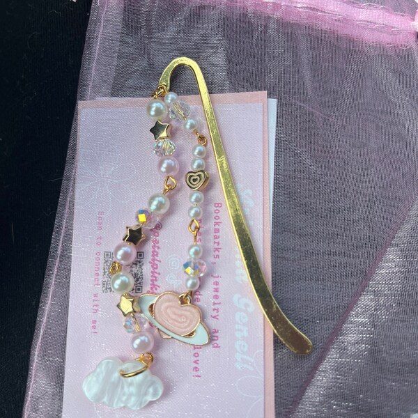 Beaded Bookmark, Hook Bookmark, Book Lover Gift Idea, Gold Bookmark ...
