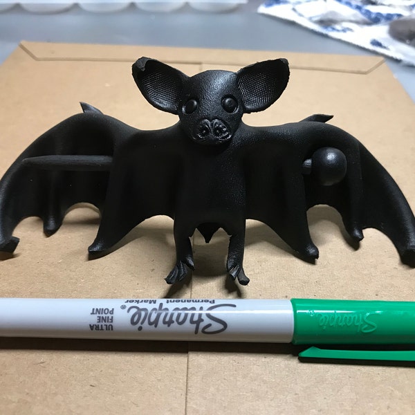 Leather Bat Hair Slide, Handcrafted Bat Stick Barrette, Cute Black ...