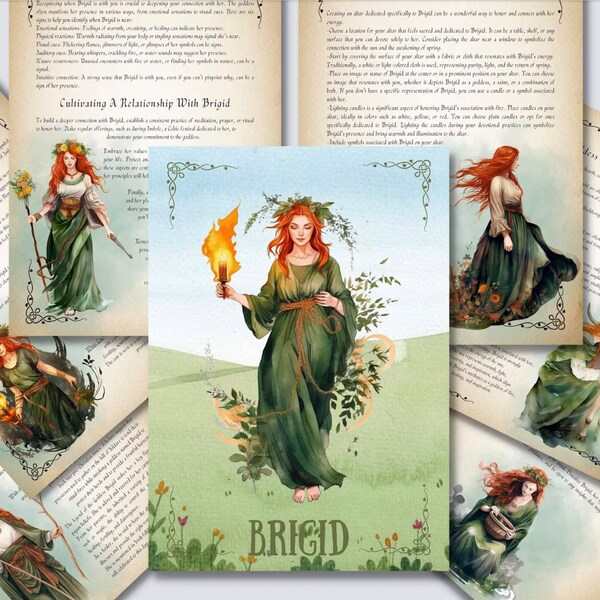 Mythological Goddess Brigid Clipart,mythology Png,junk Journal ...