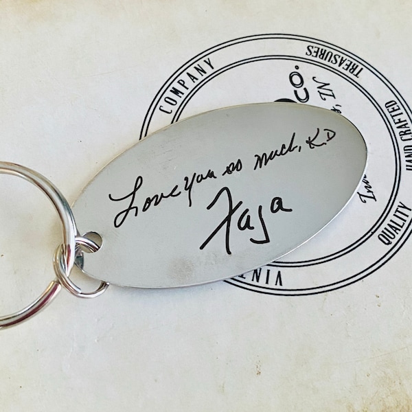 Handwritten Key Chain, Your Handwriting Keychain - or Font ...