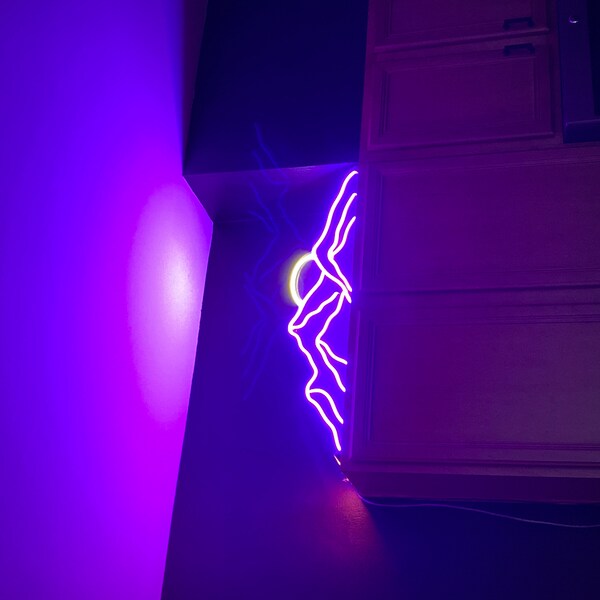 Mountain LED Neon Sign | Customize Large Sunset Acrylic Wall Art ...