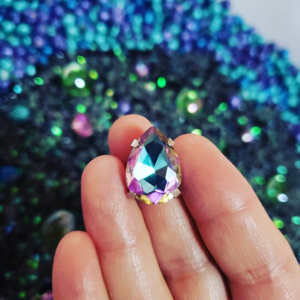 Mix Shape Pastel Blue Purple Emerald Heart Teardrop Diamond Sew on ...