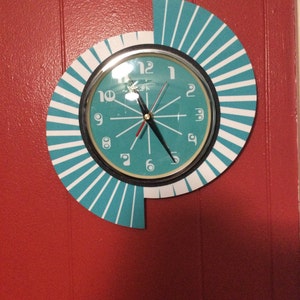 Colour Etched Lucite Formica Wall Clock From Royale Midcentury ...